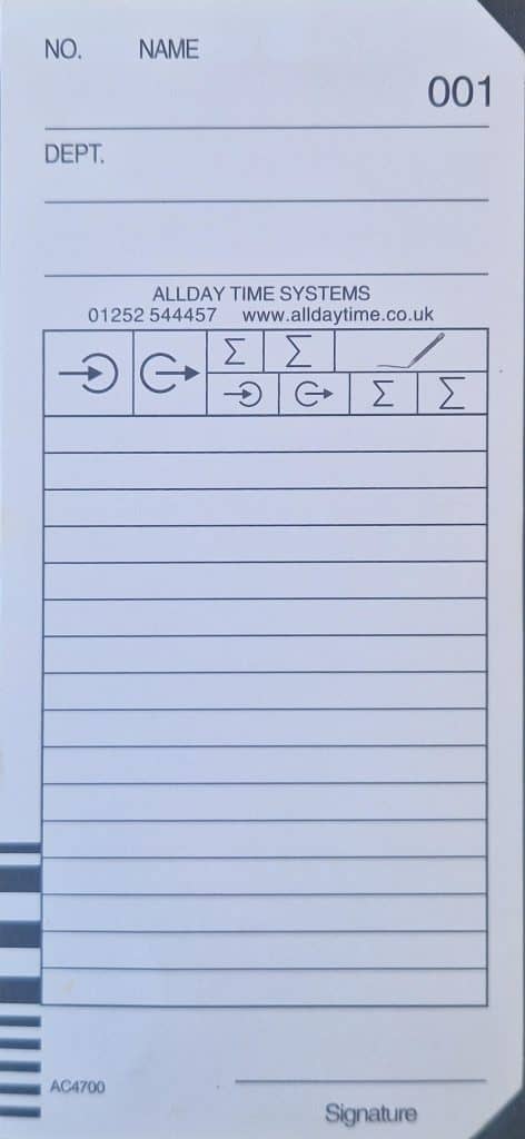 Clock Cards - Allday Time Systems