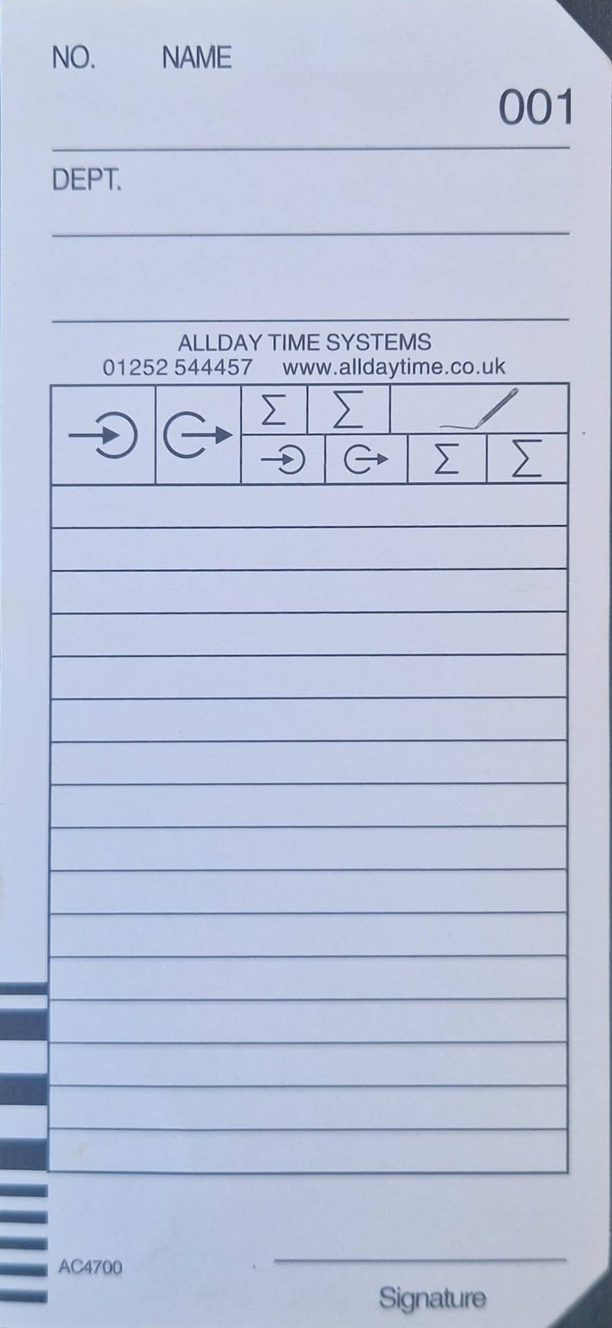 Clock Cards - Allday Time Systems