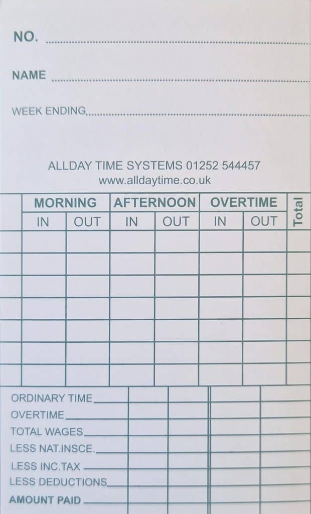 Clock Cards - Allday Time Systems