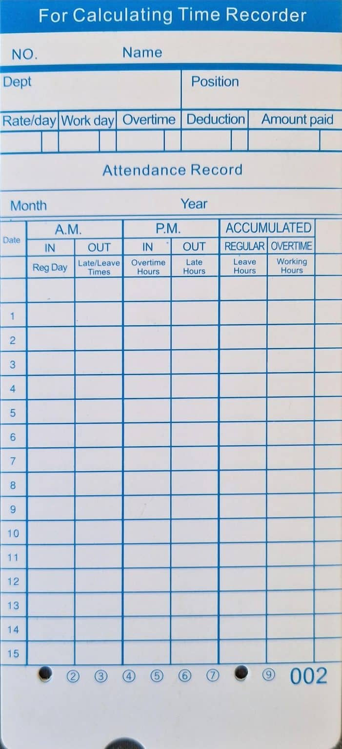 Clock Cards - Allday Time Systems