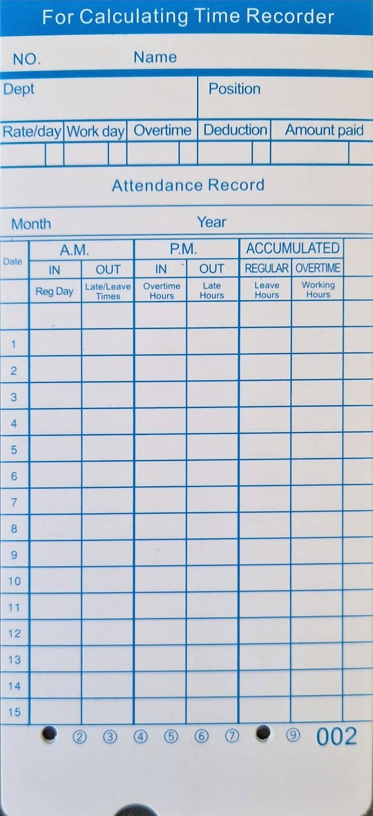 Clock Cards - Allday Time Systems
